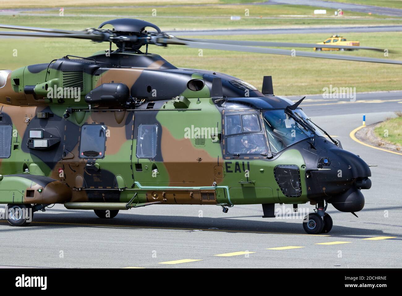 French Army NHIndustries NH90-TTH Caiman utility helicopter arriving at Paris-Le Bourget Airport ...