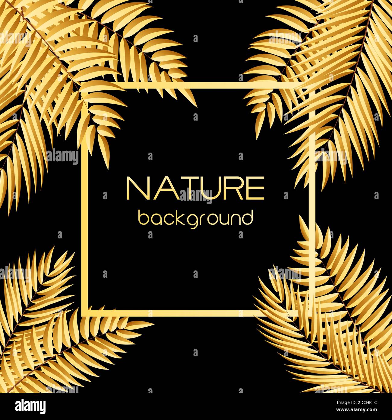 Beautifil Golden Palm Tree Leaf Silhouette Background Illustration ...