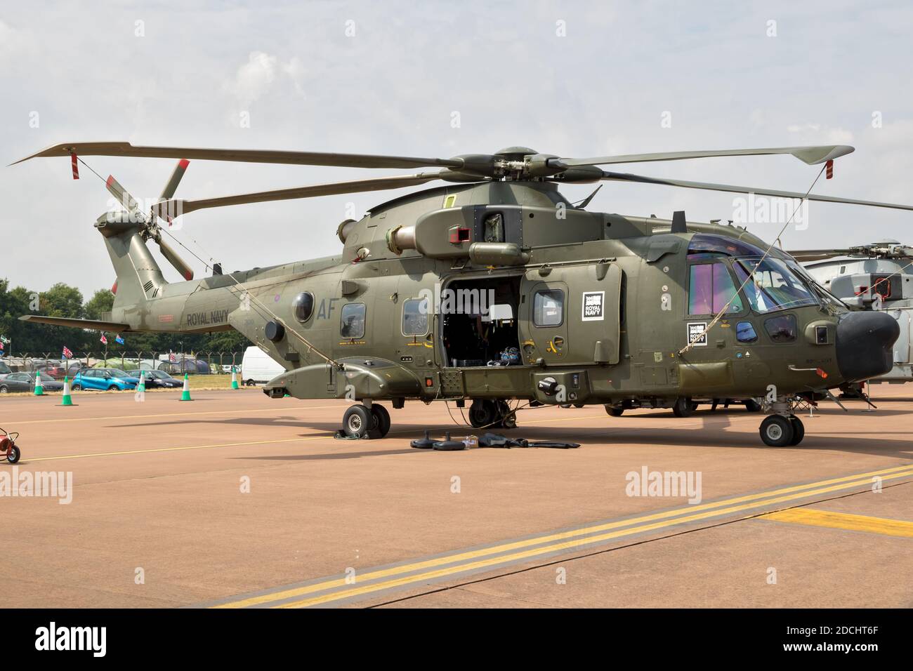 Royal Navy Merlin HC3A helicopter on the tarmac of RAF Fairford. UK ...