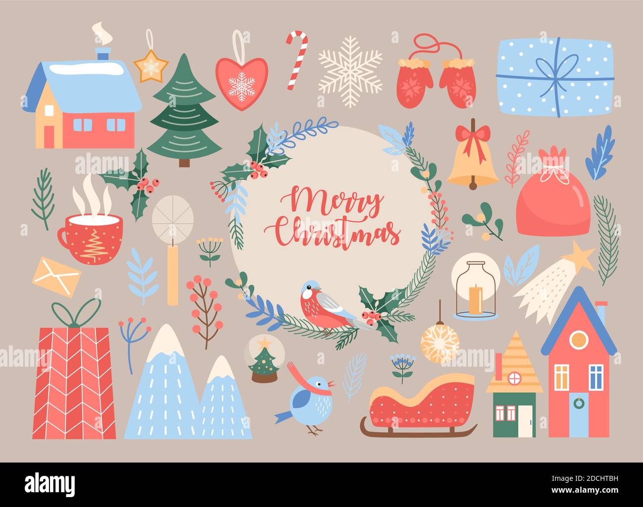 Christmas cute set Stock Vector Images - Alamy