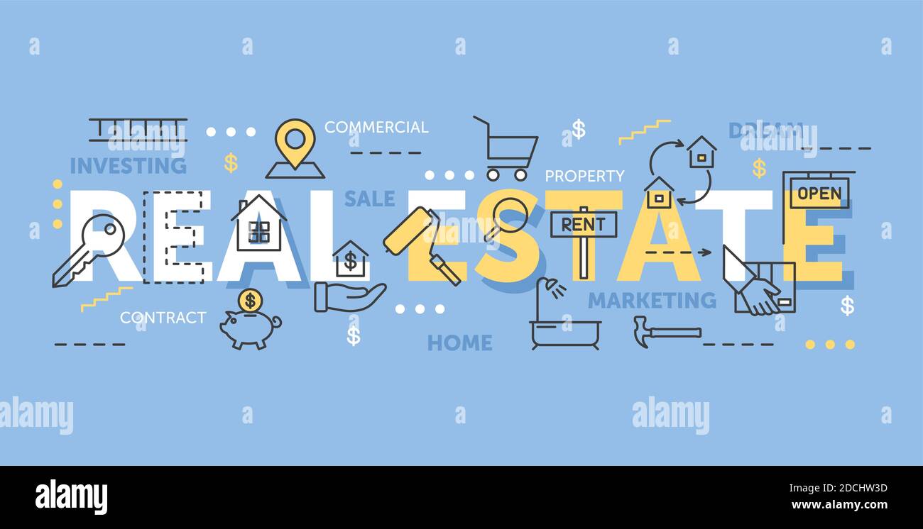 Real estate word cloud collage, business investment concept Stock ...