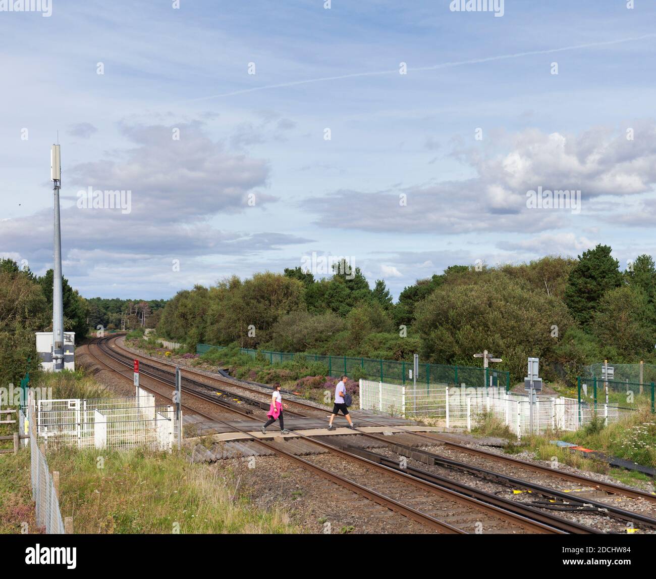 Freshfield railway level crossing with pedestrians using the level ...