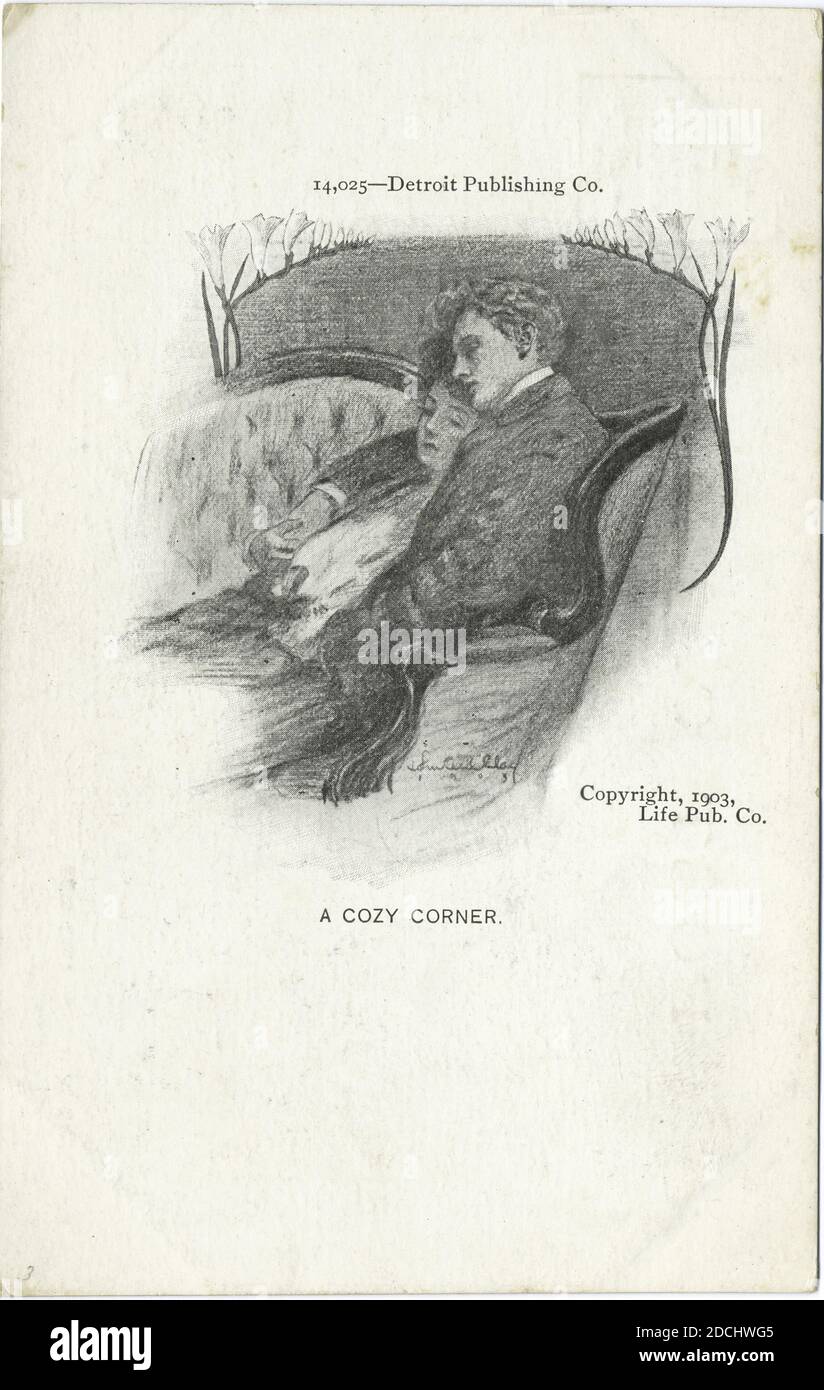 A Cozy Corner, Life Cartoons, still image, Postcards, 1898 - 1931 Stock ...