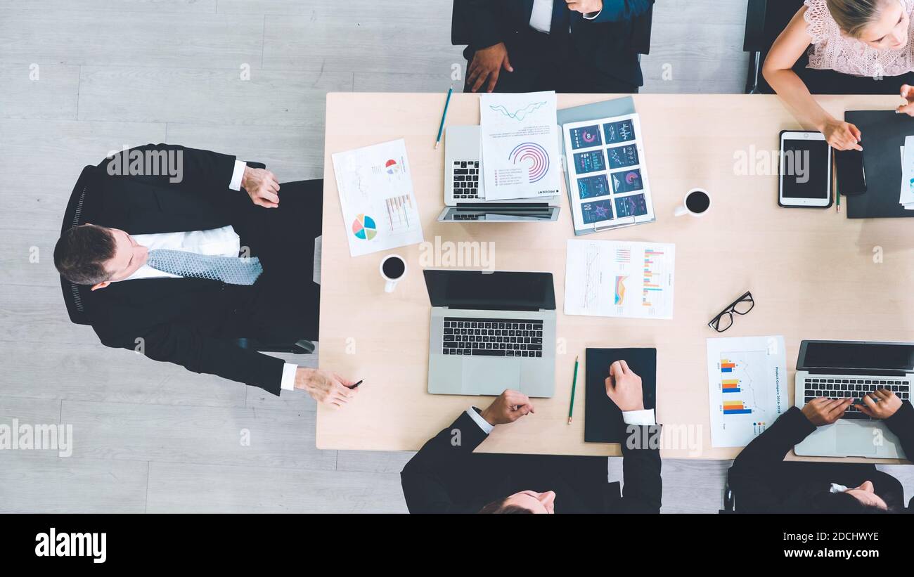 Business people group meeting shot from top view in office . Profession ...