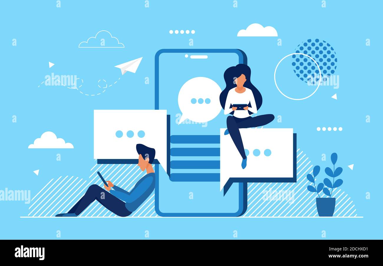 Cartoon smartphone woman mobile chat hi-res stock photography and ...