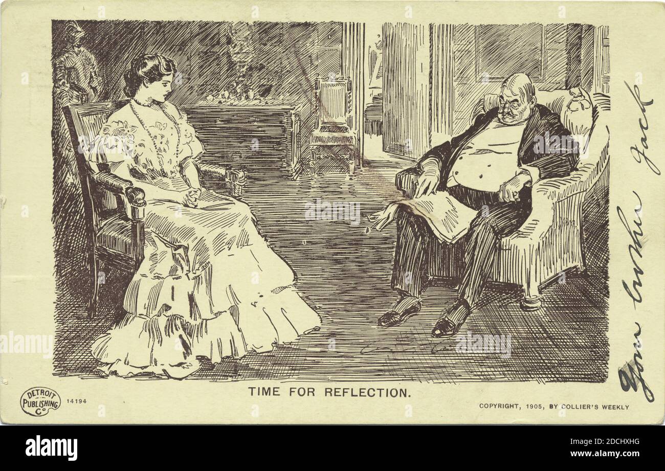 Time for reflection, Life Cartoons, still image, Postcards, 1898 - 1931 ...