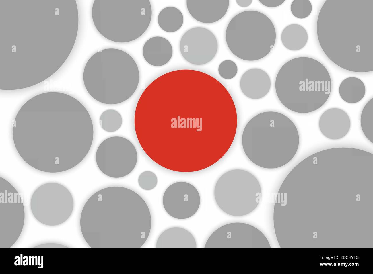 The background is abstract with circles and a red circle in the center ...