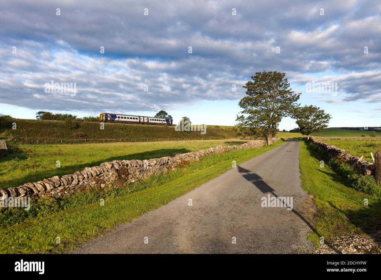 Northern Rail class 158 express sprinter train passing bell Busk, in ...