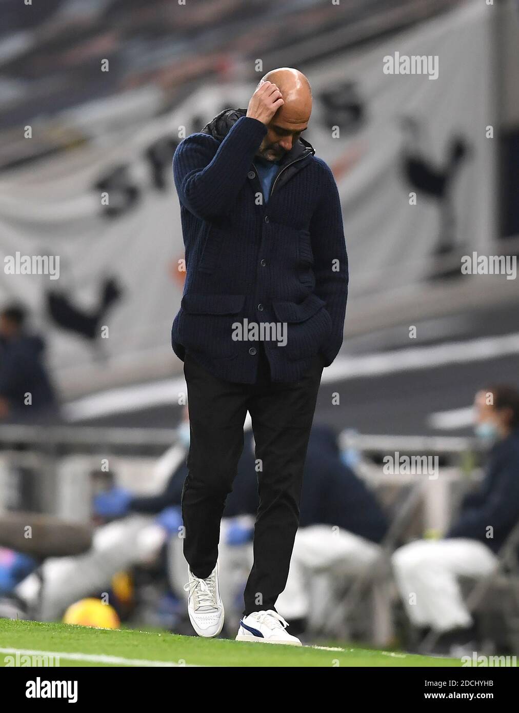 Manchester City manager Pep Guardiola on the touchline during the ...