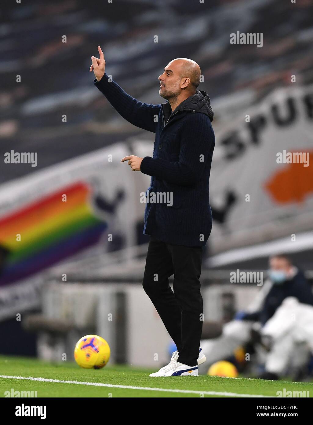 Manchester City manager Pep Guardiola on the touchline during the ...
