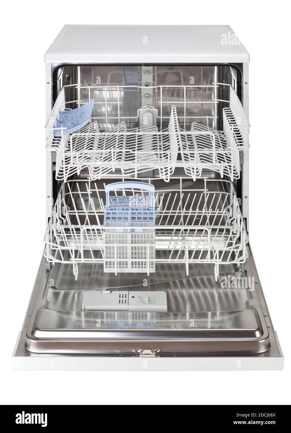 Open door dishwasher on white background . front view Stock Photo - Alamy