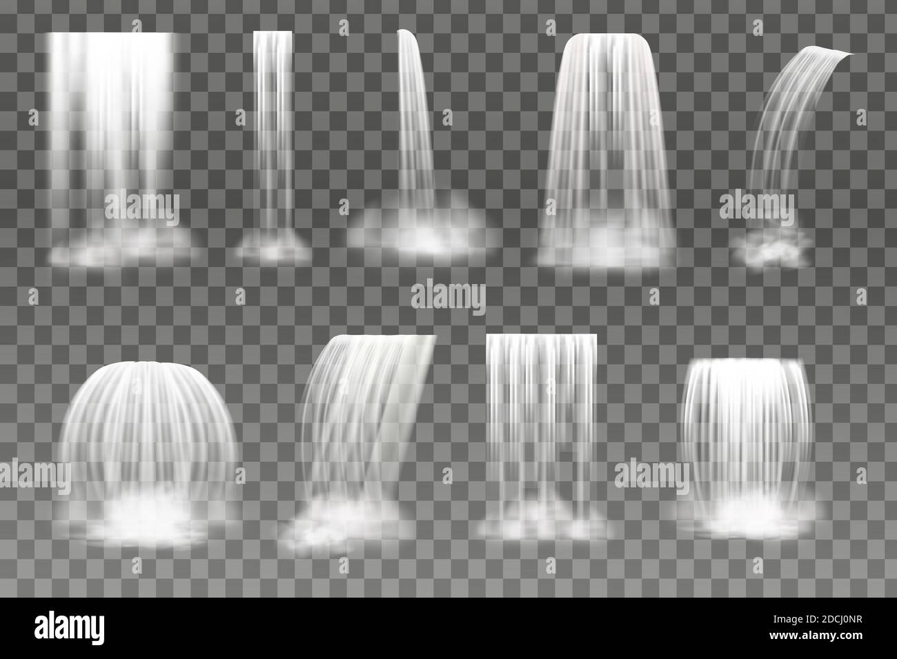 Falling transparent waterfall or river.Vector realistic illustration ...