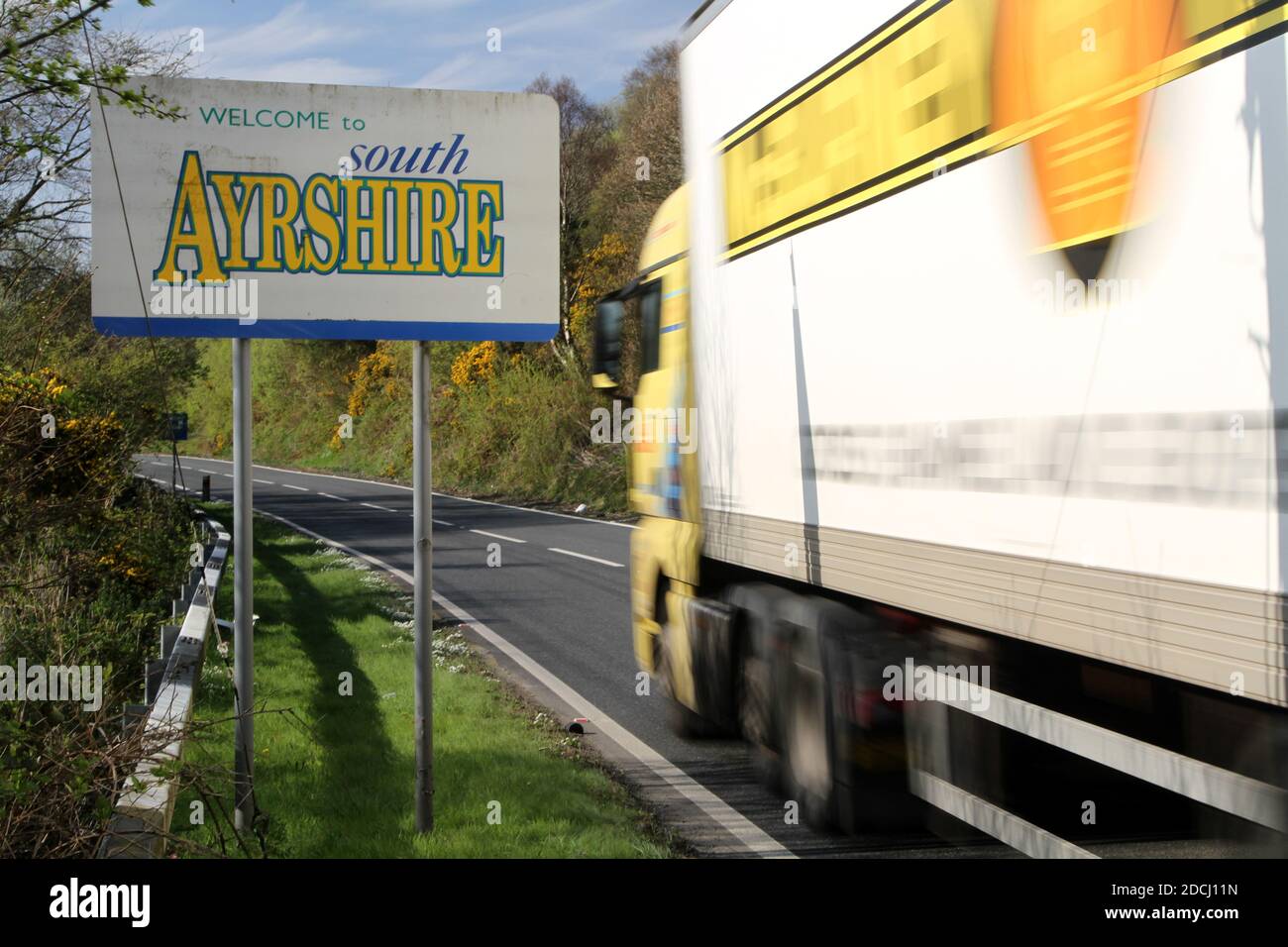 Welcome to South Ayrshire road sign, southern end outside Cairnryan on ...