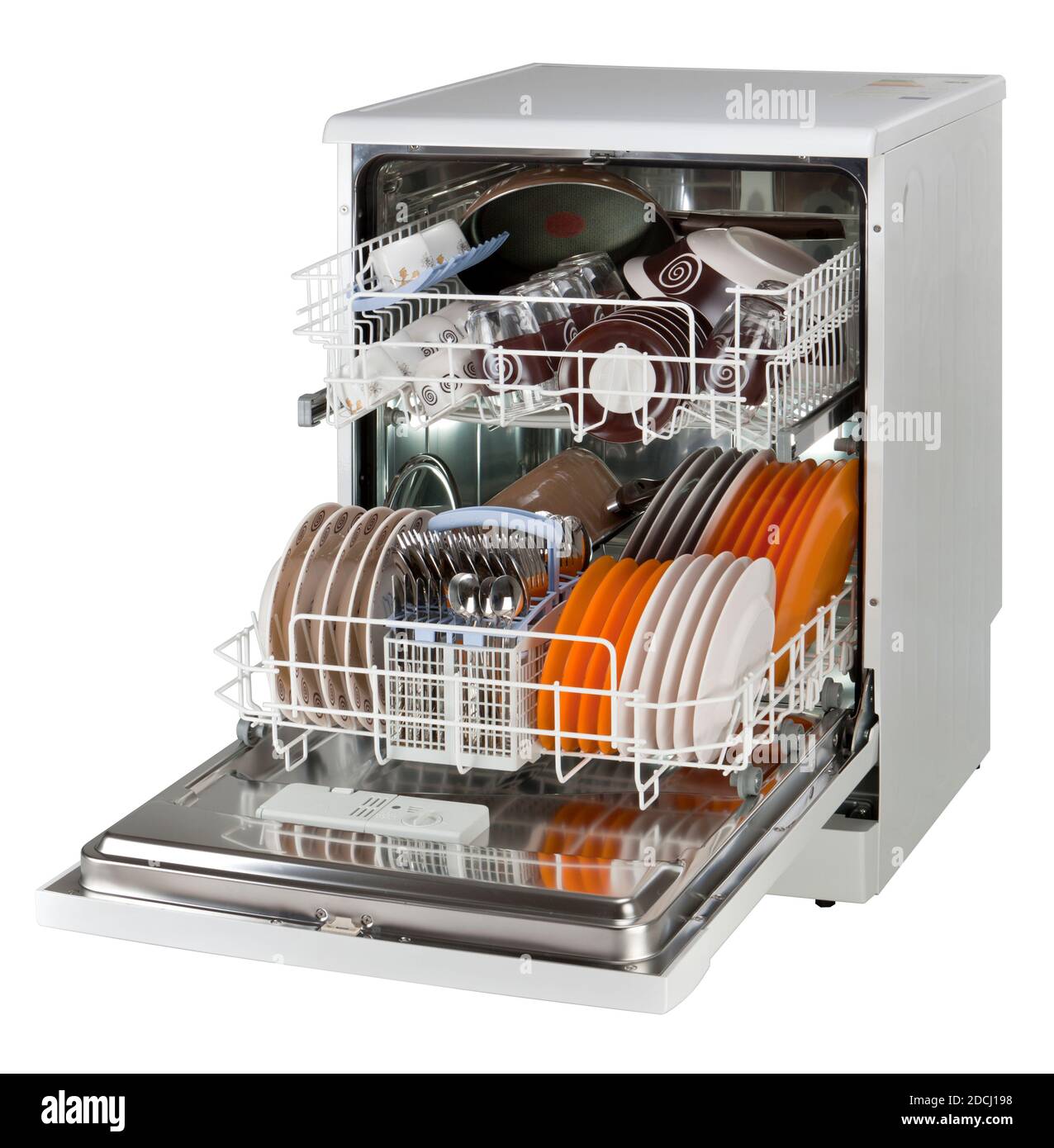 Open door dishwasher isolated on white background Stock Photo - Alamy