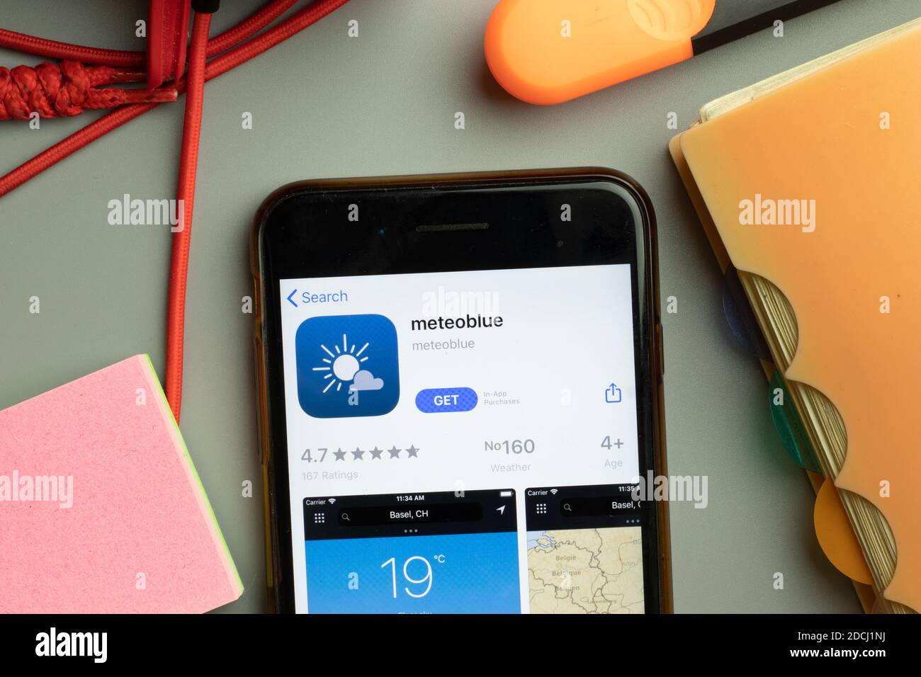 New York, United States - 7 November 2020: meteoblue app store logo on ...