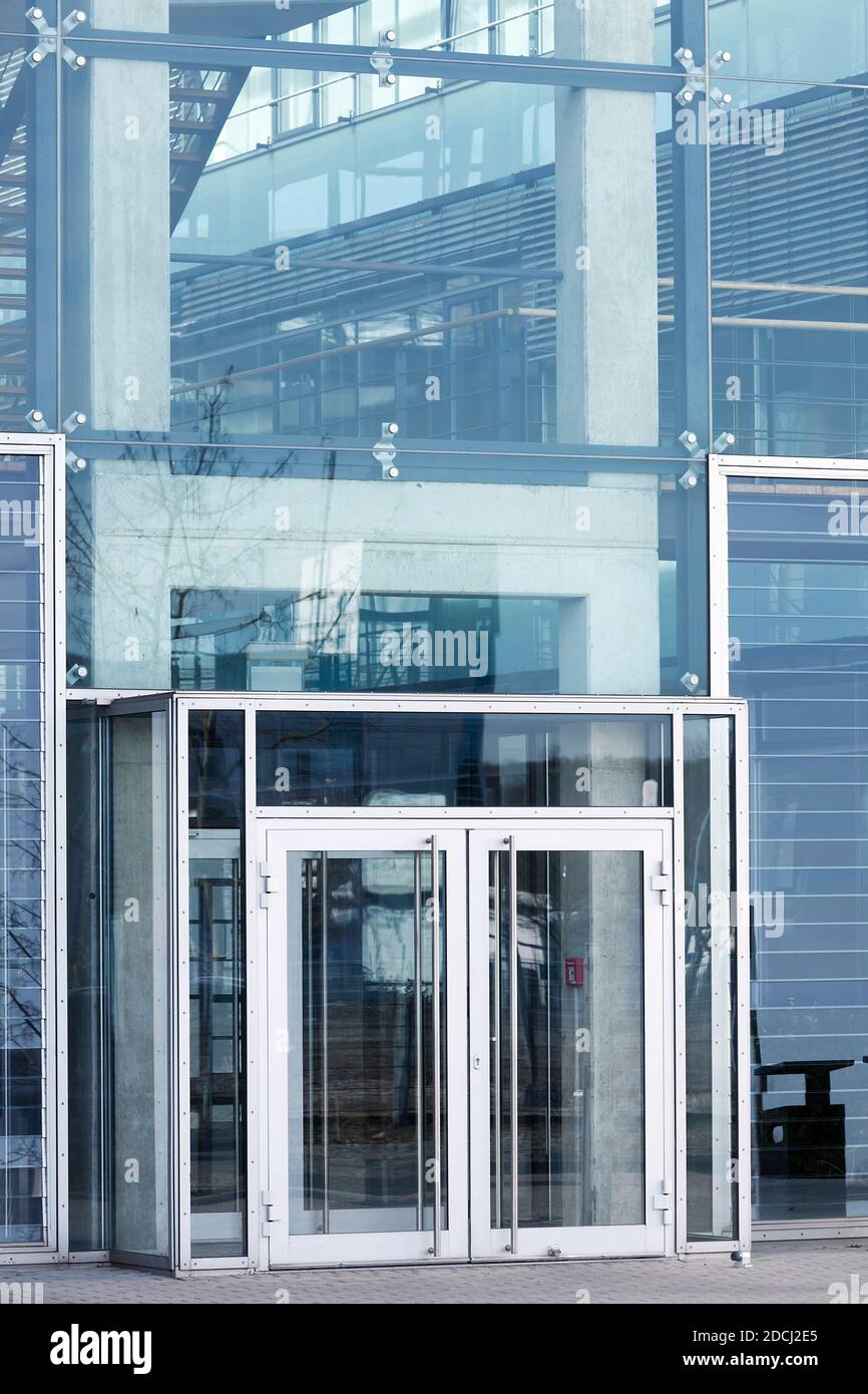 Modern Glass Building, Blue Toned Image Stock Photo - Alamy