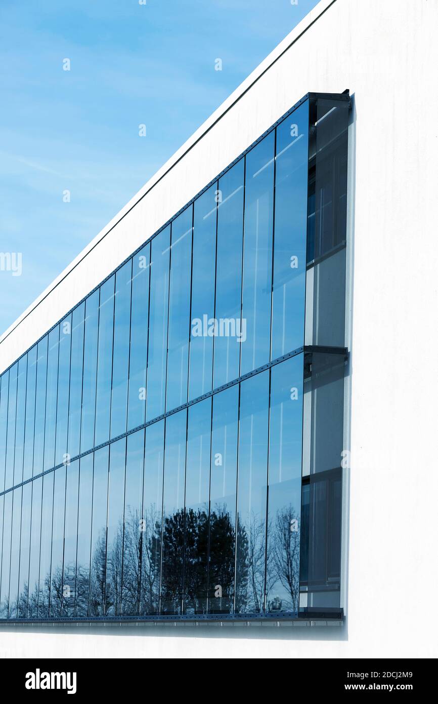 Modern Glass Building, Blue Toned Image Stock Photo - Alamy