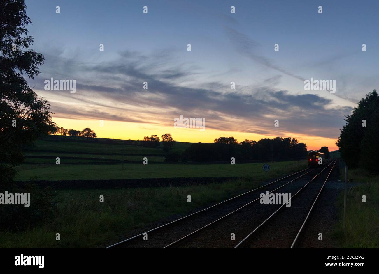 Northern Rail class 158 train 158904 heading into the sunset at ...