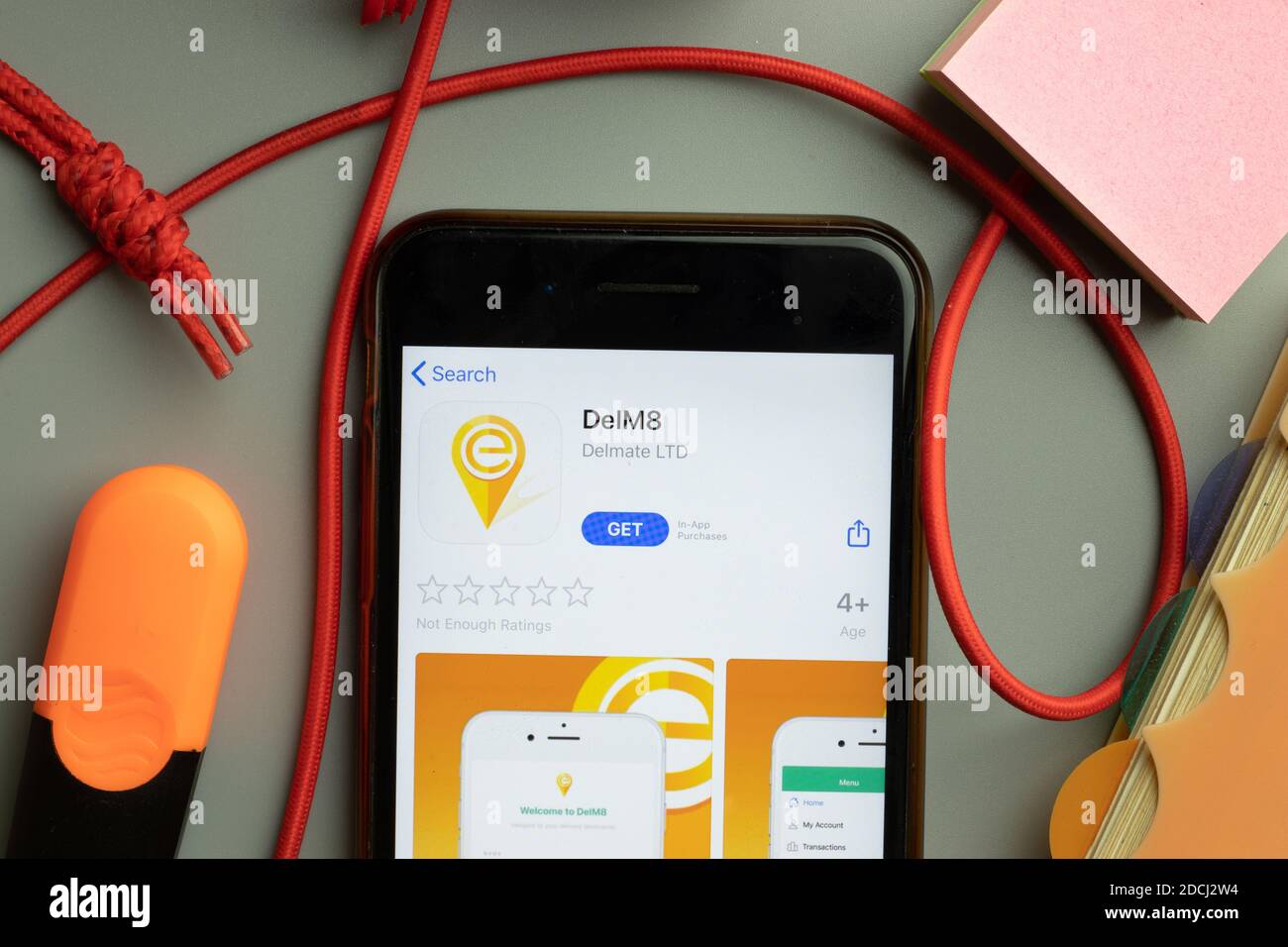 New York, United States - 7 November 2020: DelM8 app store logo on ...