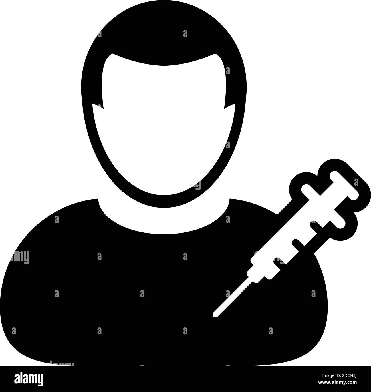 Injection icon vector with vaccine syringe male user person profile ...