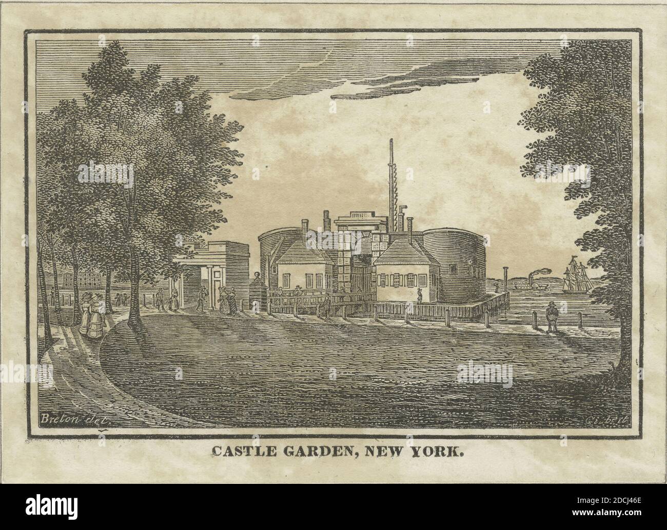 Castle Garden, New York; Interior of Castle Garden, still image, Prints ...