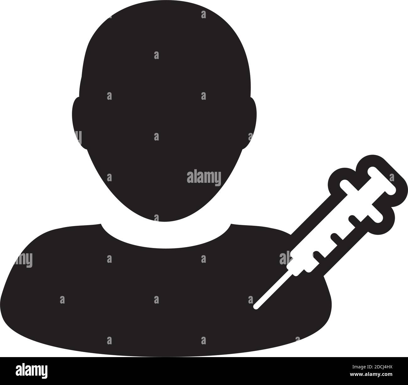Injection icon vector with vaccine syringe male user person profile ...