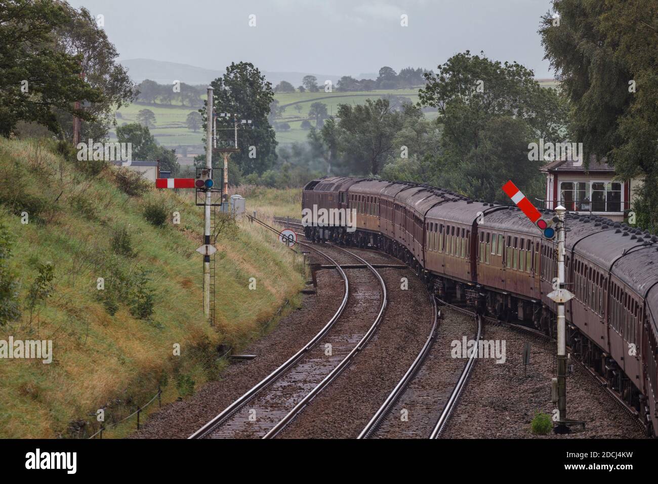 West coast railways class 47 locomotive 47802 passing Settle Junction ...