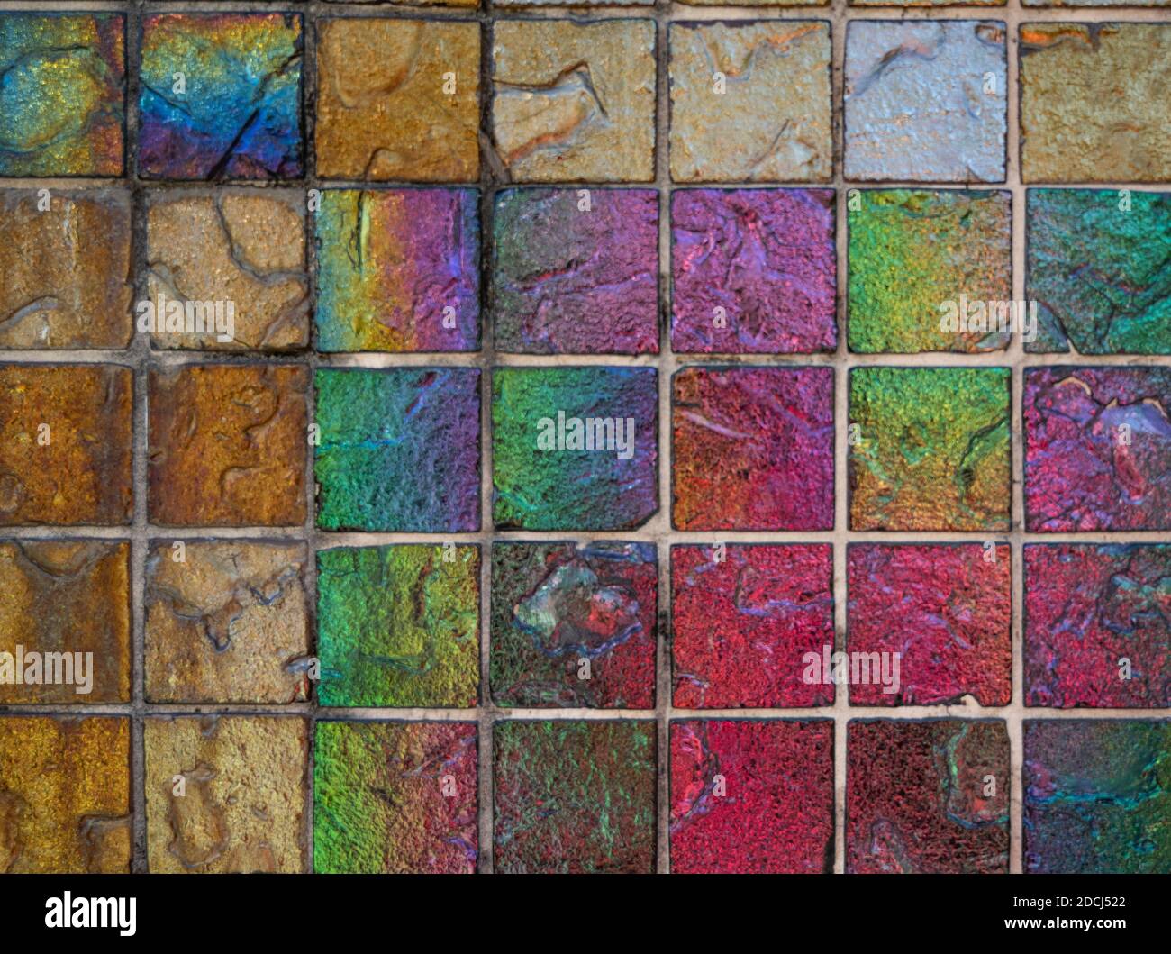 Iridescent Tile Grid with multiple colors background image Stock Photo ...