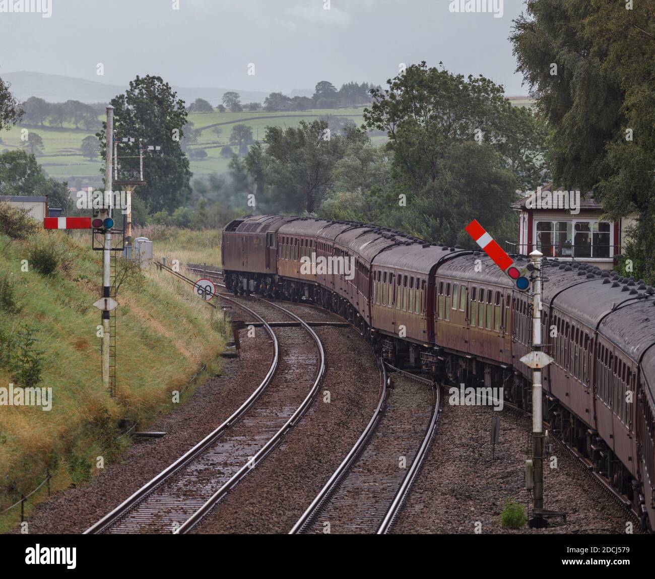 West coast railways class 47 locomotive 47802 passing Settle Junction ...