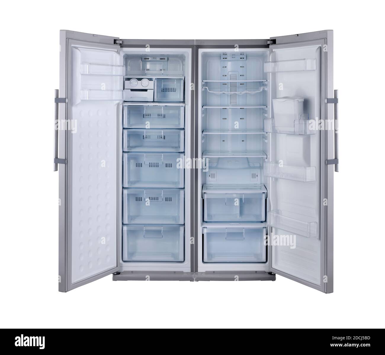 Front View of gray Side by Side Double Door Refrigerator .open door ...