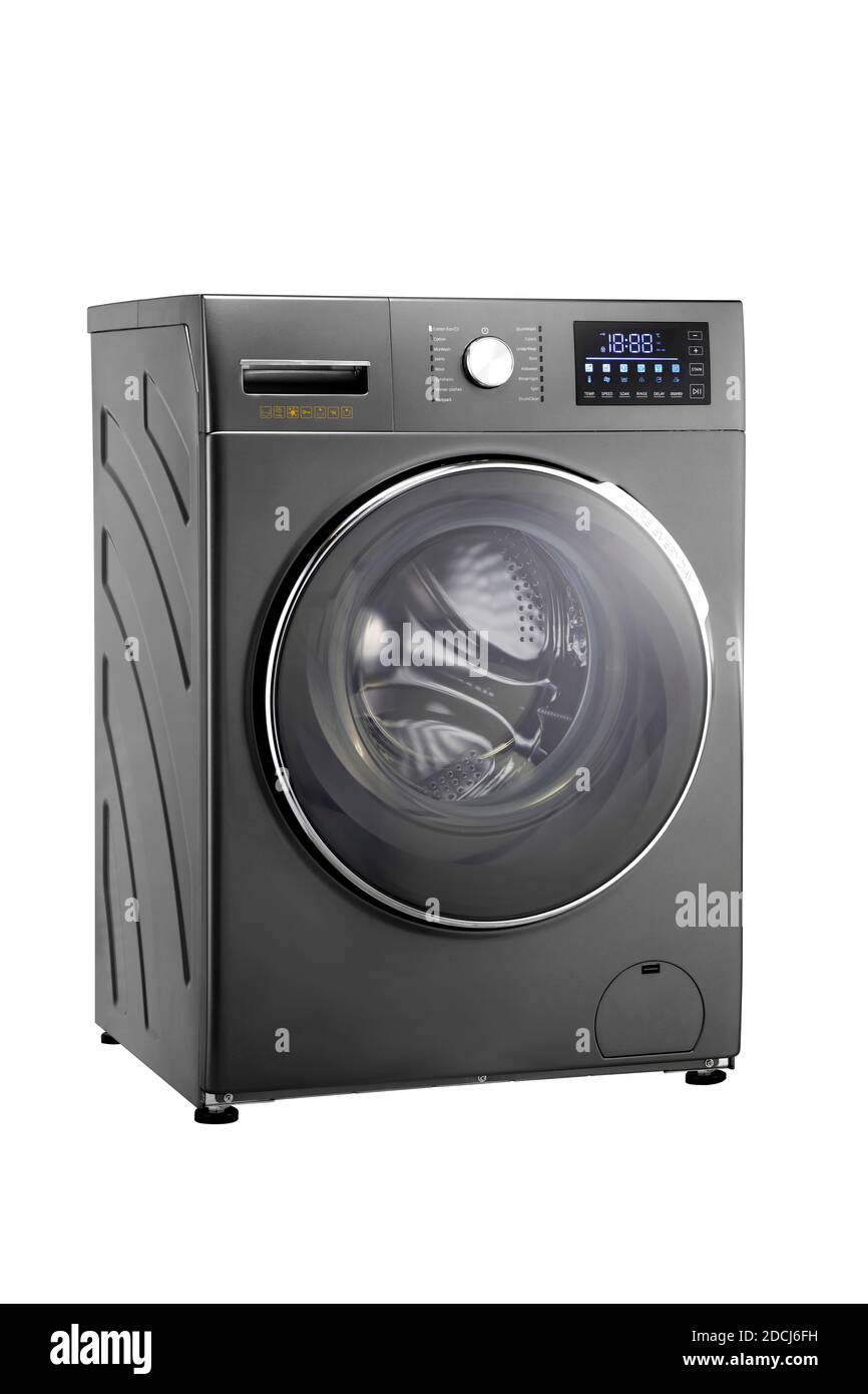 gray washing machine isolated on white background Stock Photo - Alamy