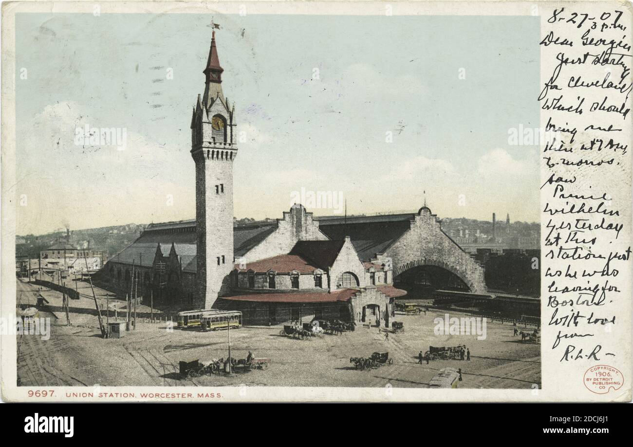Union Station, Worcester, Mass., still image, Postcards, 1898 - 1931 ...