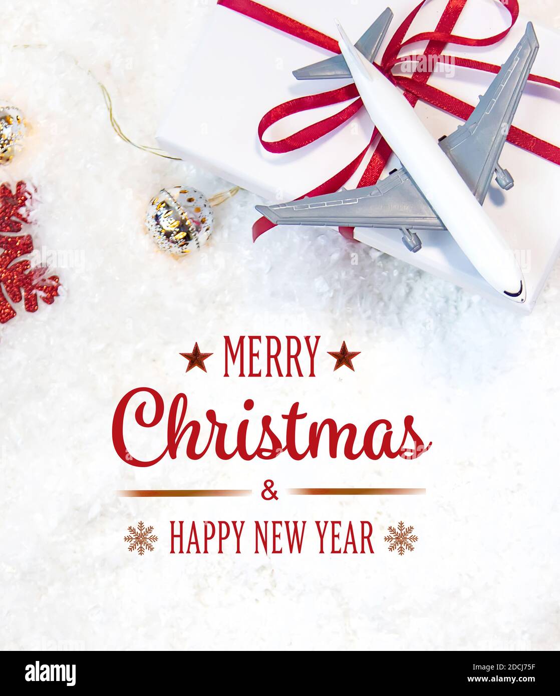 Christmas background with airplane. New Year. Selective focus. Holiday ...