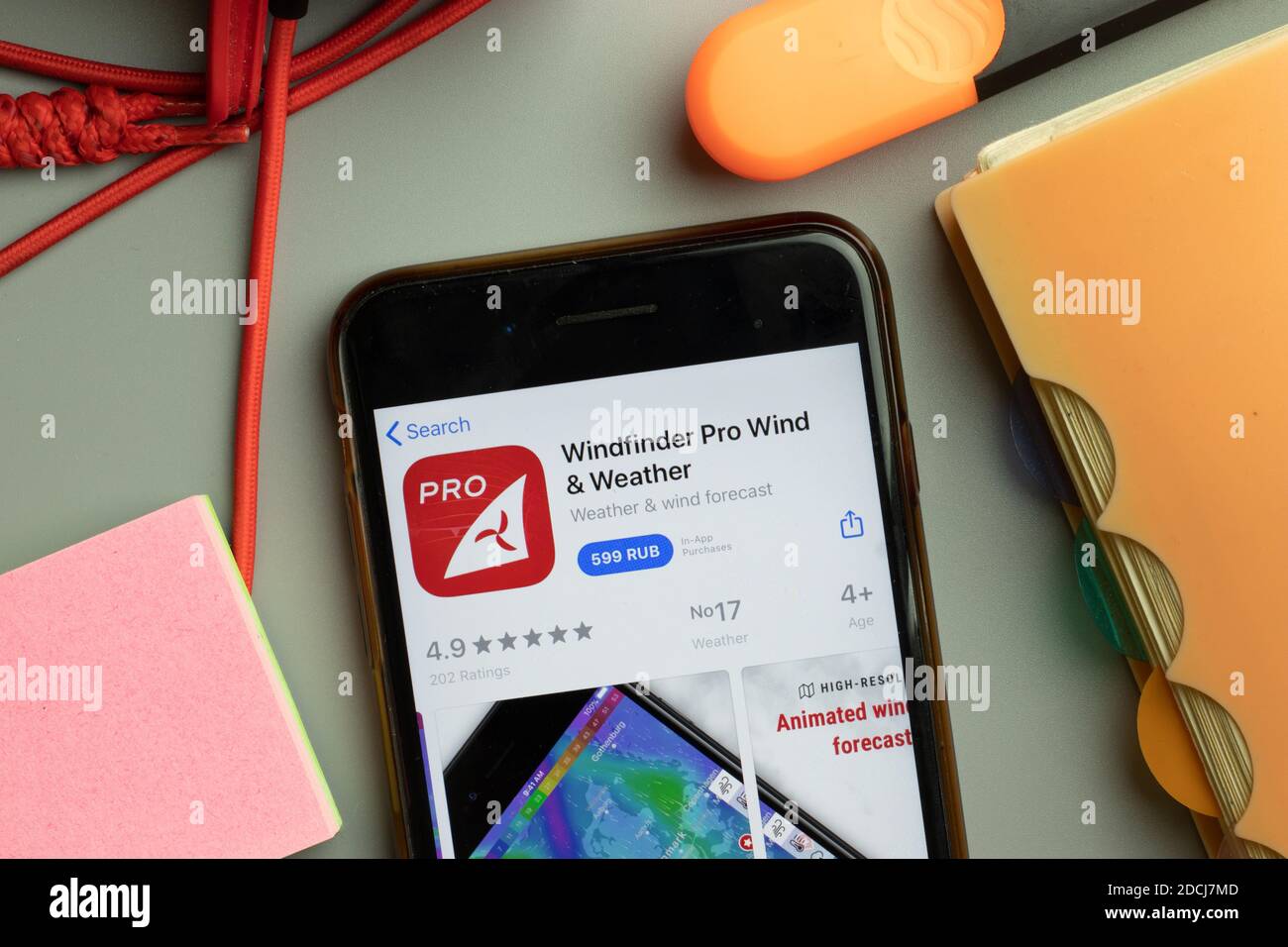 New York, United States - 7 November 2020: Windfinder Pro Wind app ...