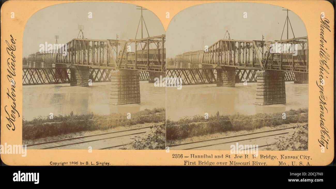 Hannibal and St. Joe R. . Bridge, Kansas City. First bridge over ...