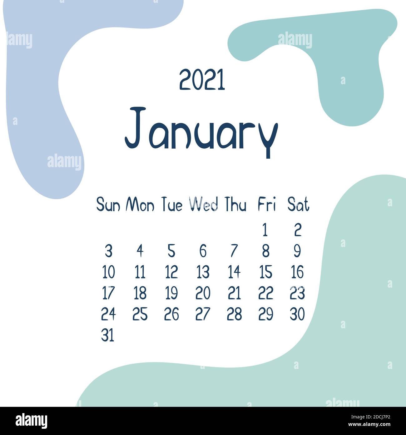 2021 january calendar with abstract shapes on background. Colorful ...