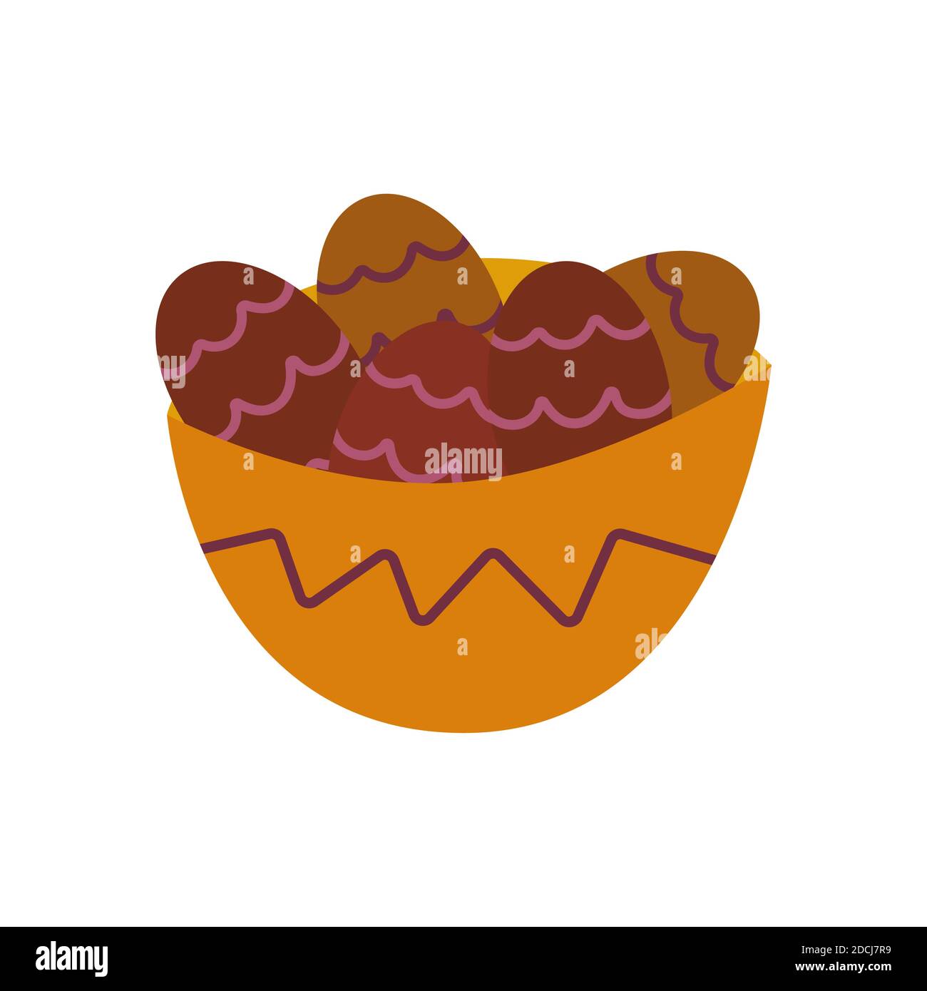 Bowl of chocolate cookies. Delicious dessert pastry. Colorful vector ...