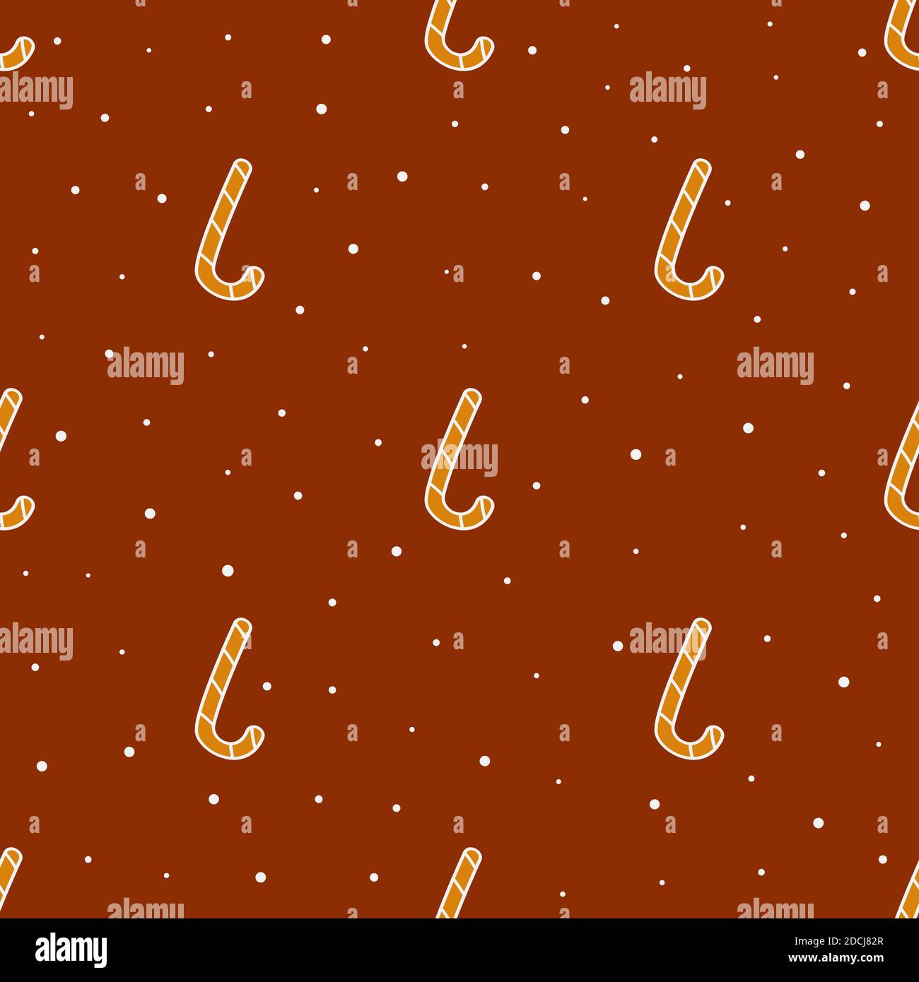 Christmas seamless pattern with cane shaped gingerbread cookies and ...