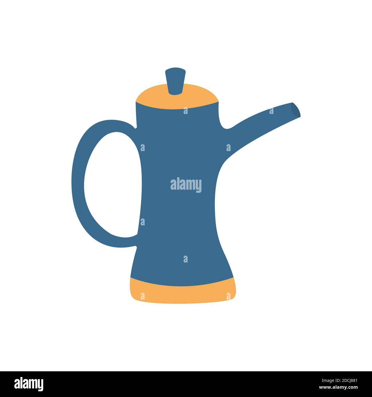 Cute blue teapot with yellow lid. Colorful cartoon vector isolated ...