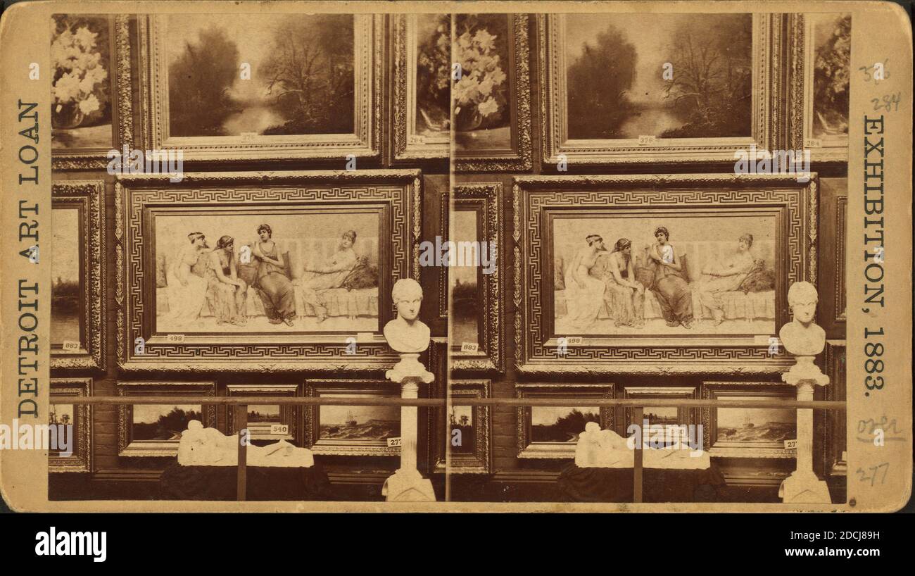 Paintings on display., still image, Stereographs, 1883 Stock Photo - Alamy