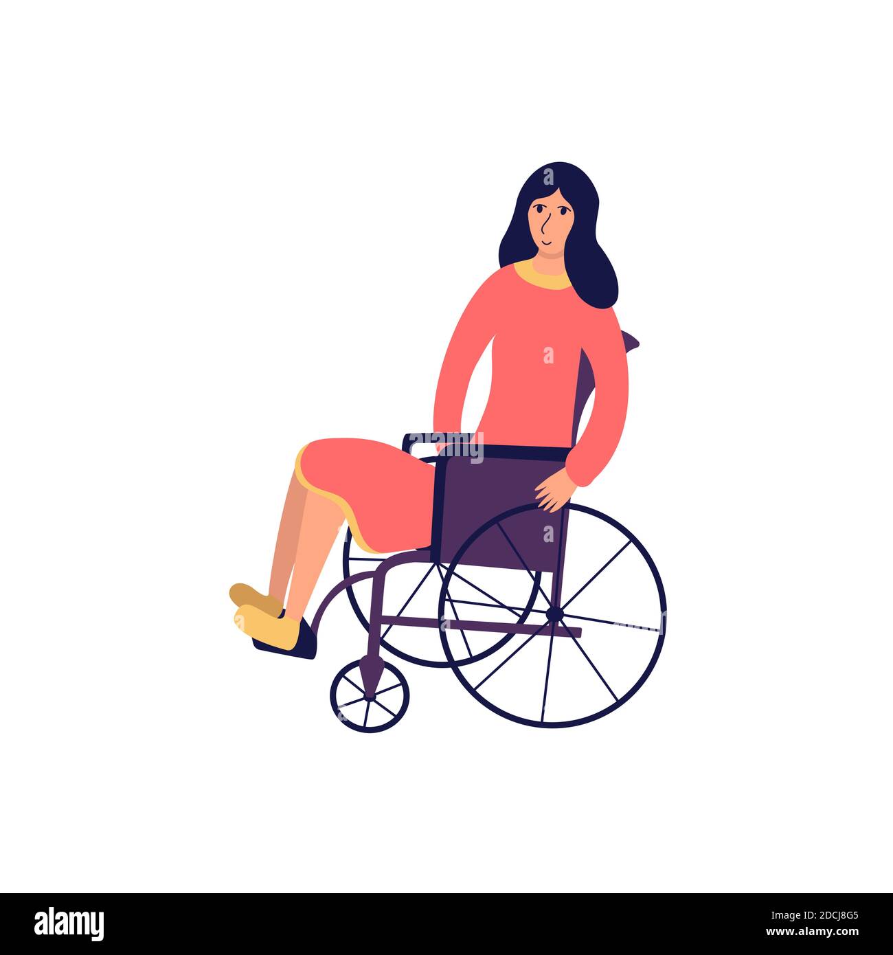 Woman in a wheelchair. Disabled person. Vector isolated illustration in ...