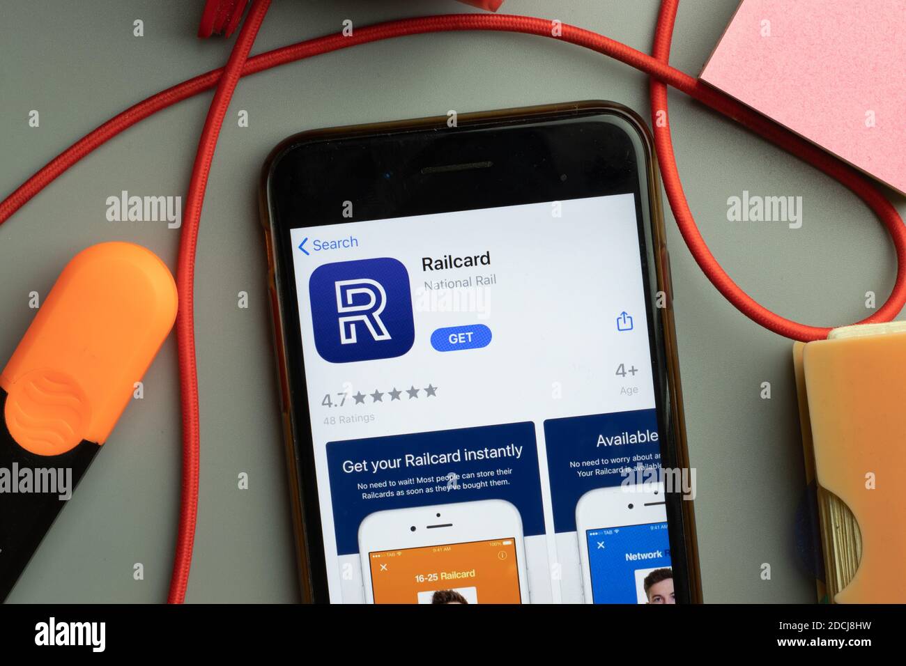 New York, United States - 7 November 2020: Railcard app store logo on ...