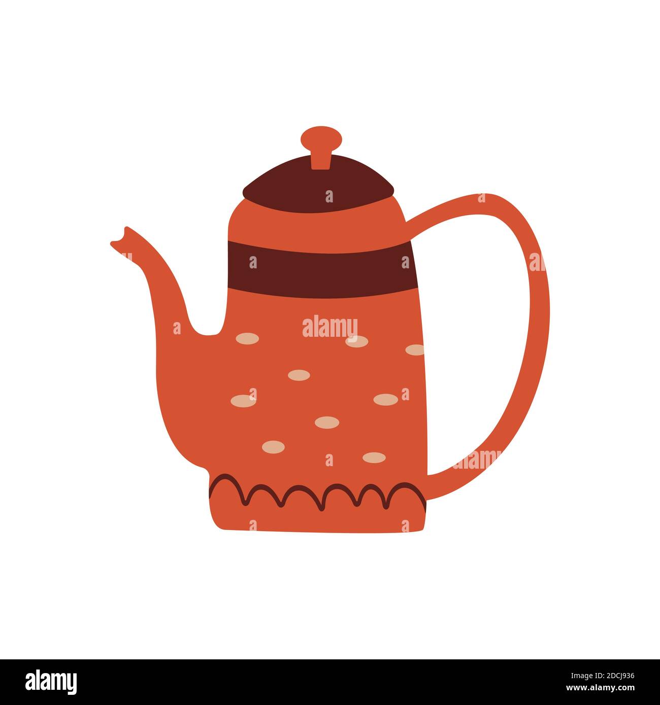 Cute red teapot with a burgundy lid. Colorful cartoon vector isolated ...