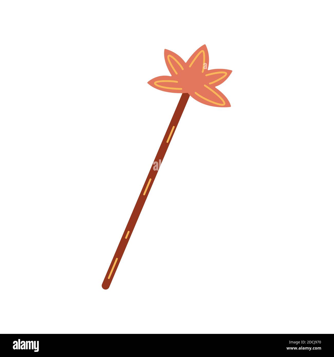 Magic wand. Maple leaf tip. Colorful vector isolated illustration in ...