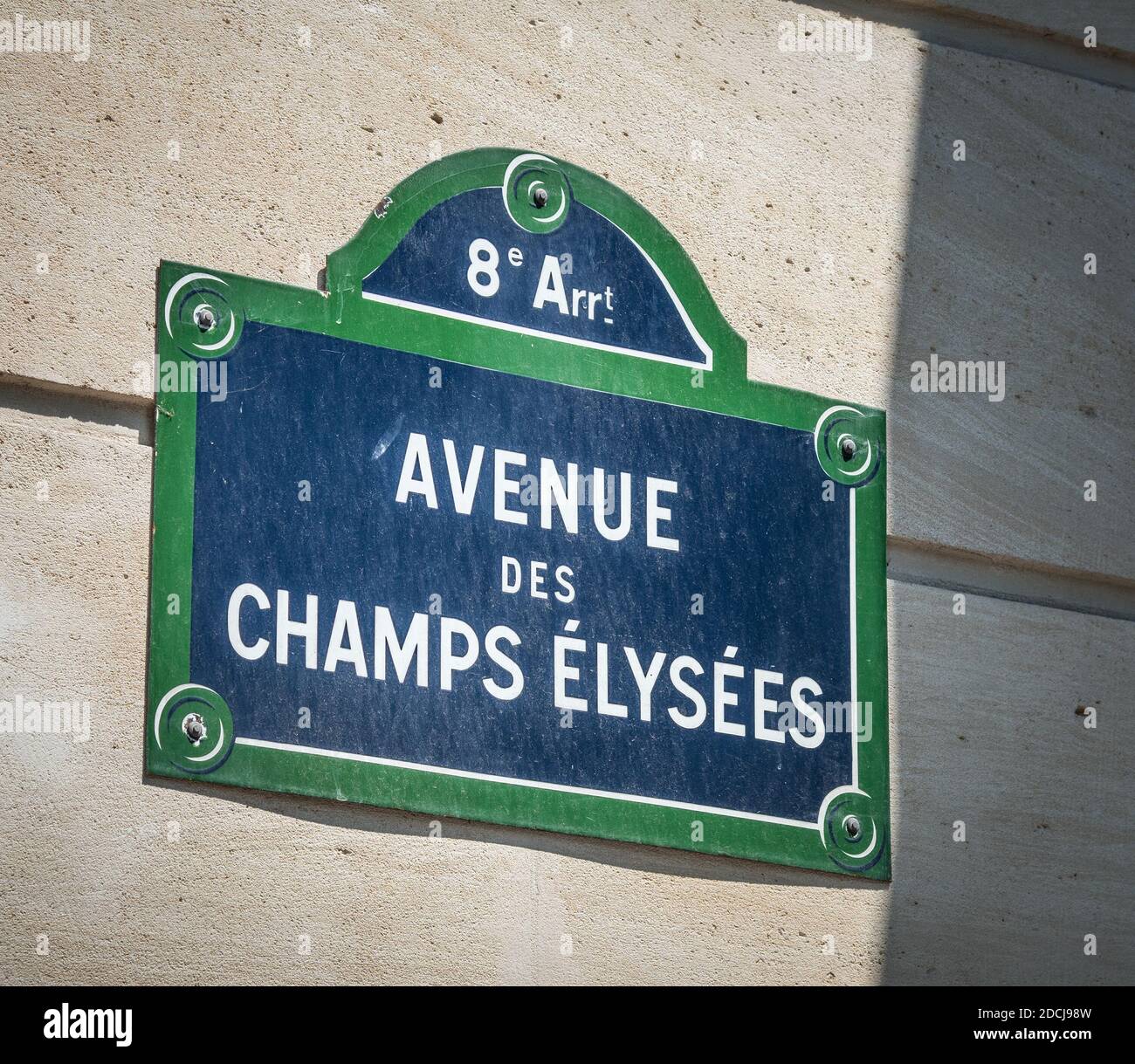 Close up of Champs Elysees sign in downtown Paris, France Stock Photo ...