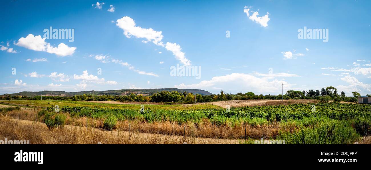 Panoramic view of Sardinia countryside on a clear day, Italy Stock ...
