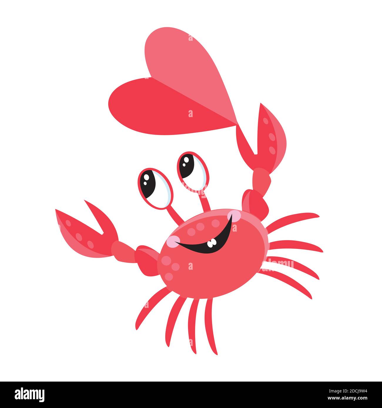 Vector greeting card with a crab in love and a heart on a white ...