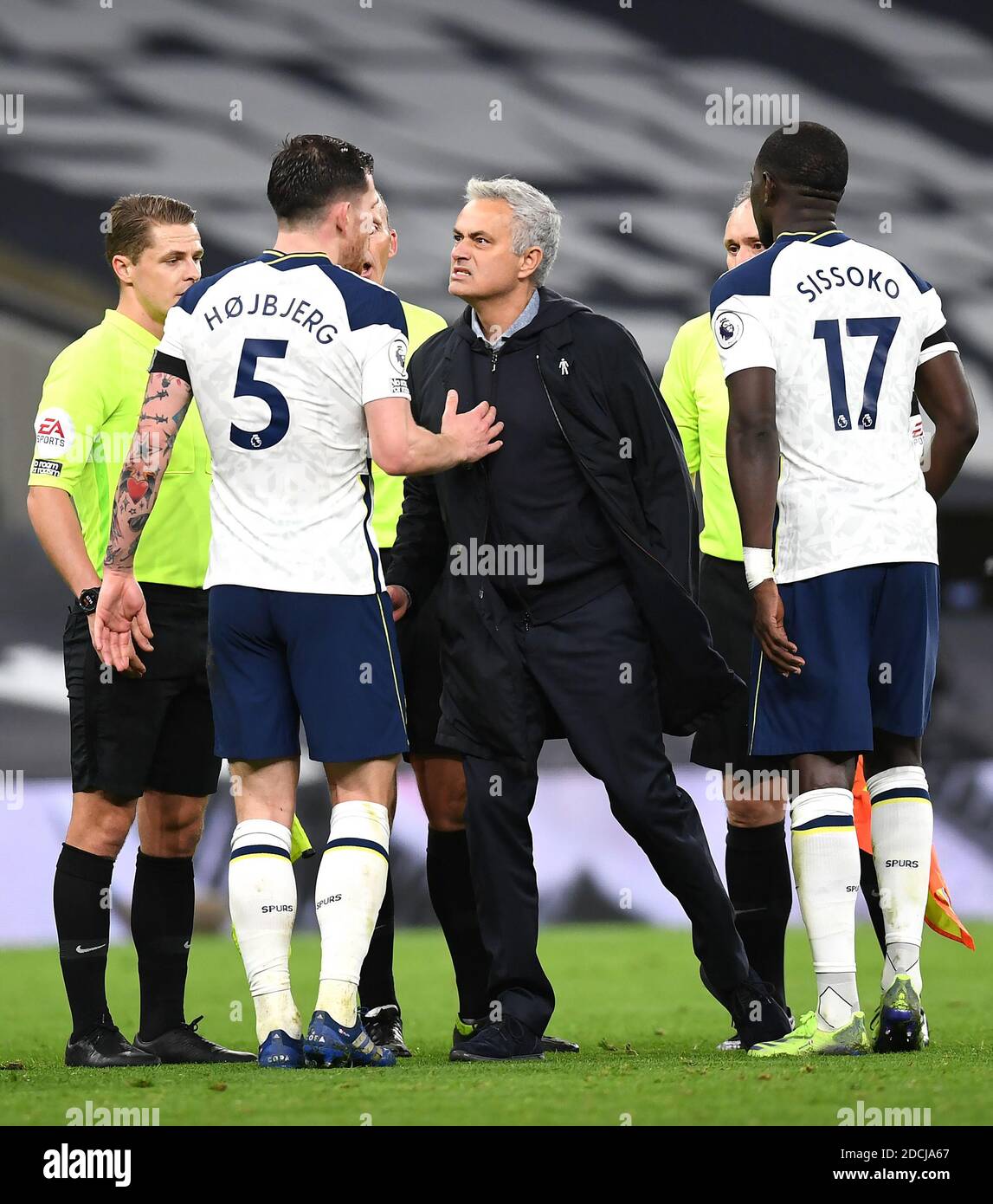 Tottenham Hotspur manager Jose Mourinho congratulates his players after ...