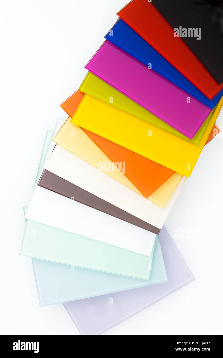 Colored glass material for interior finishing Stock Photo - Alamy