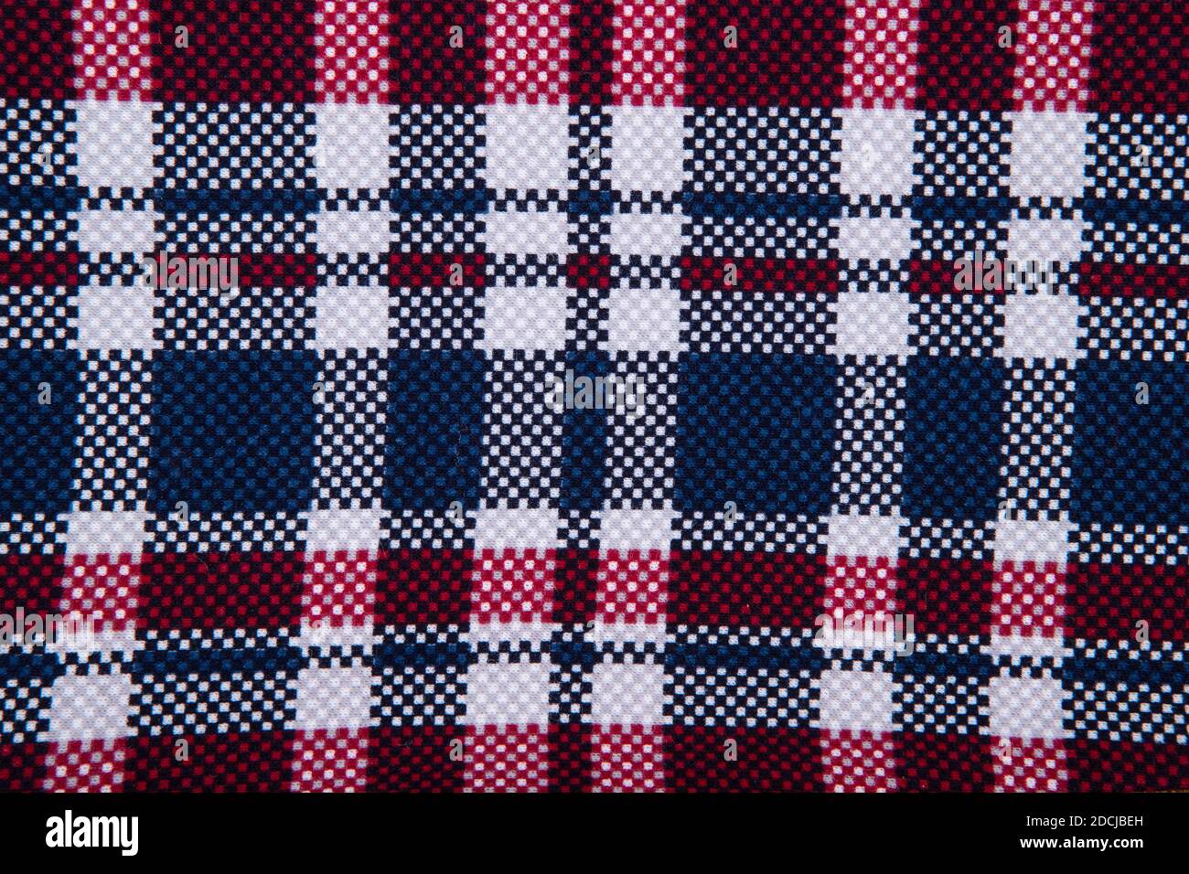 The texture of the checkered fabric - top view and a close-up of a ...